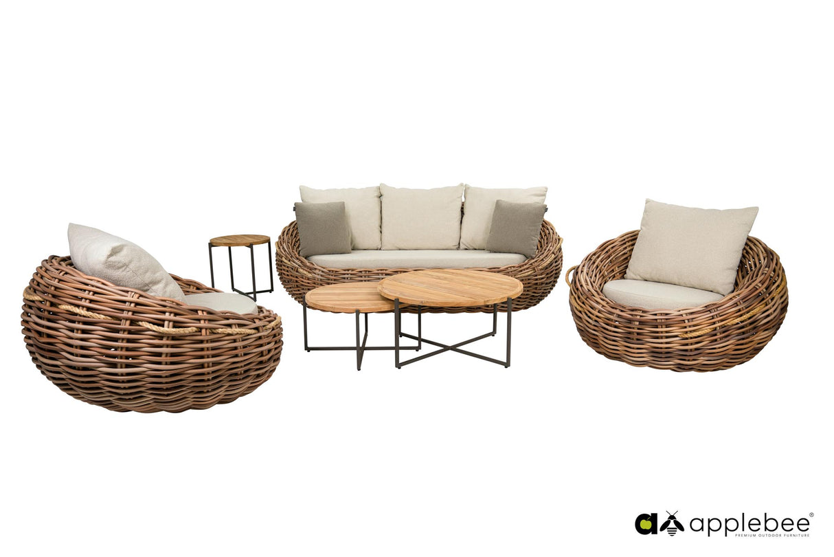 Apple Bee Cocoon daybed 220cm Mocca - Boucle Creme - De Smid Lifestyle